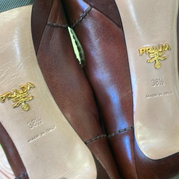 Prada | Shoes | Vintage Reddish Brown Prada Leather Heels | Poshmark